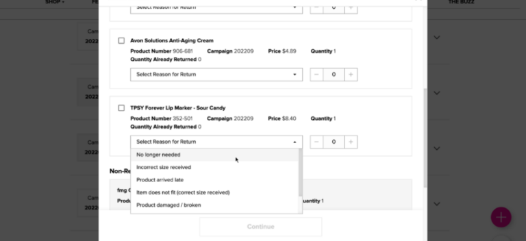 How to process a return as an avon representative